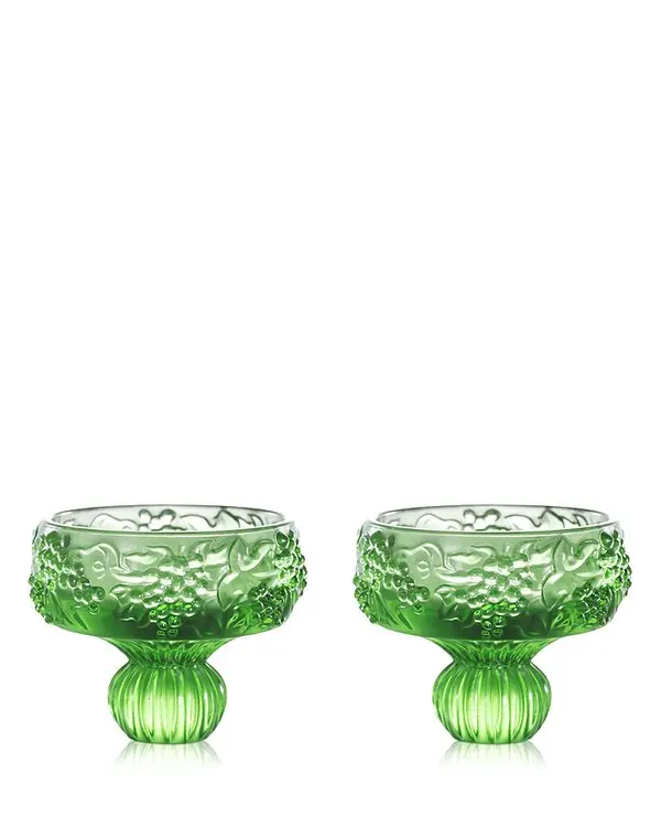 LIULI Always The Right Time Grape Crystal Glass Sculptures, Set Of 2 - Spring Green