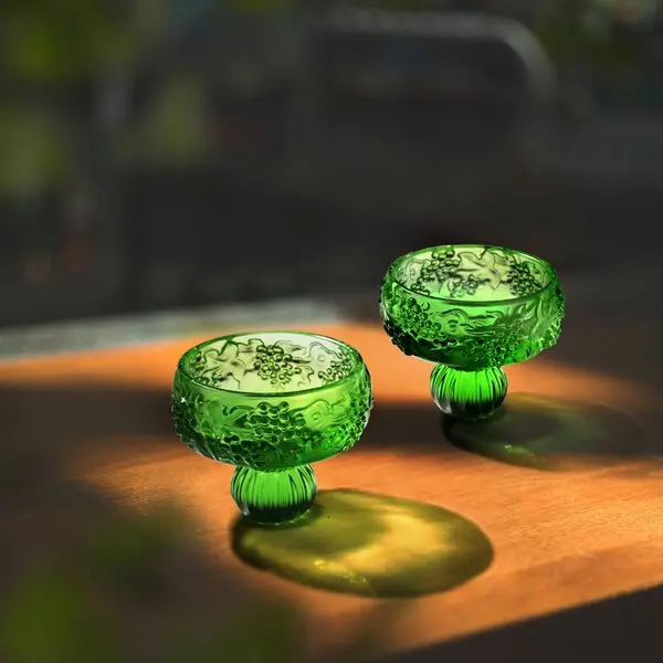 LIULI Always The Right Time Grape Crystal Glass Sculptures, Set Of 2