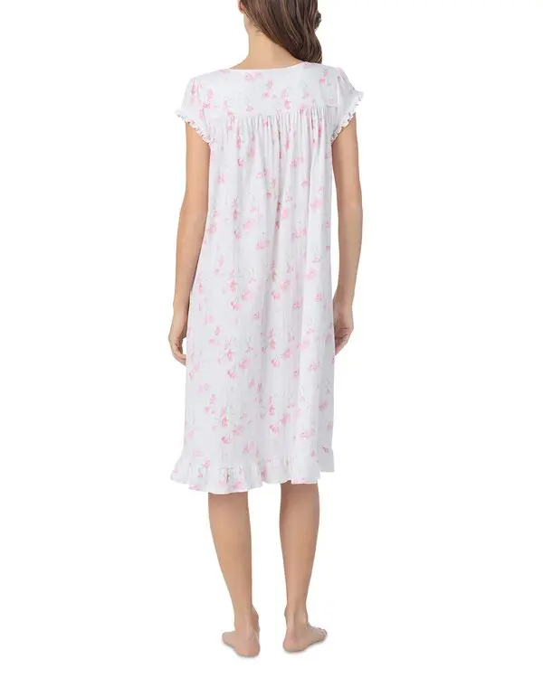 Eileen West Cap Sleeve Pointelle Waltz Nightgown - White/pink