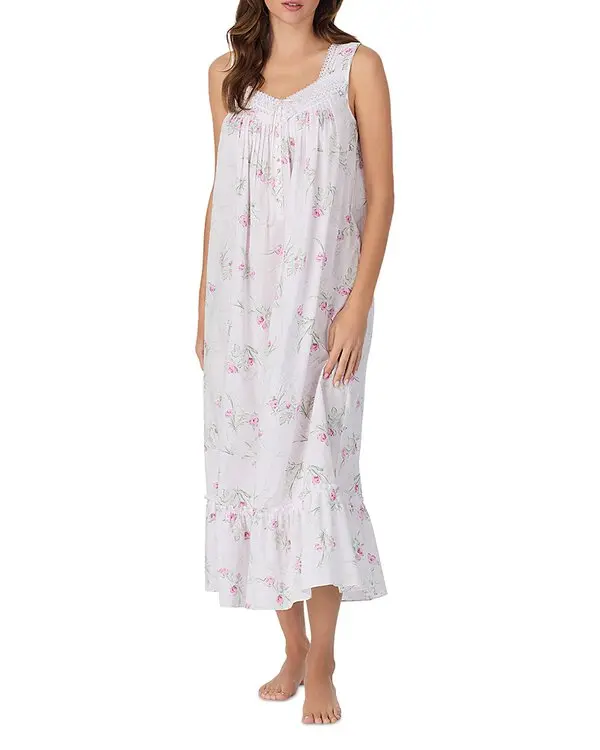 Eileen West The Eileen Cotton Lawn Ballet Nightgown - Pink Floral