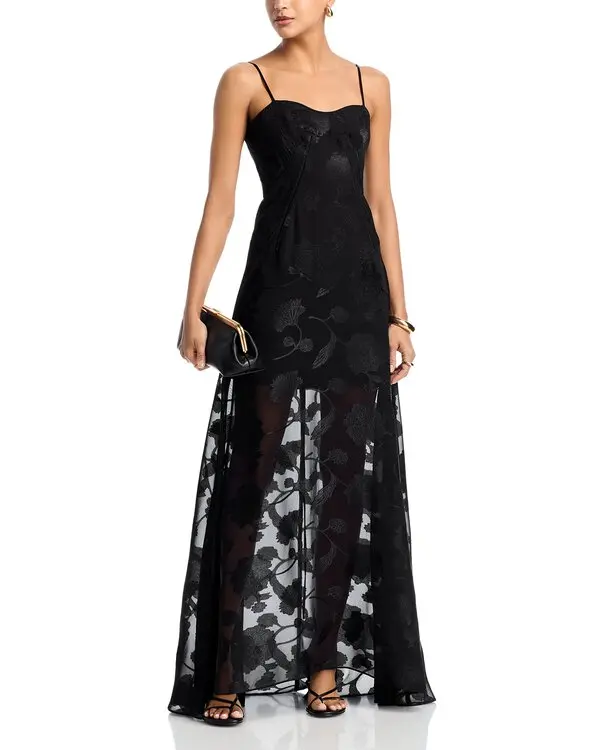 Aqua Jacquard Lace-up Maxi Dress