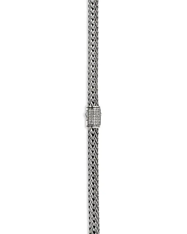 John Hardy Sterling Icon Diamond Clasp Woven Link Chain Necklace - Silver