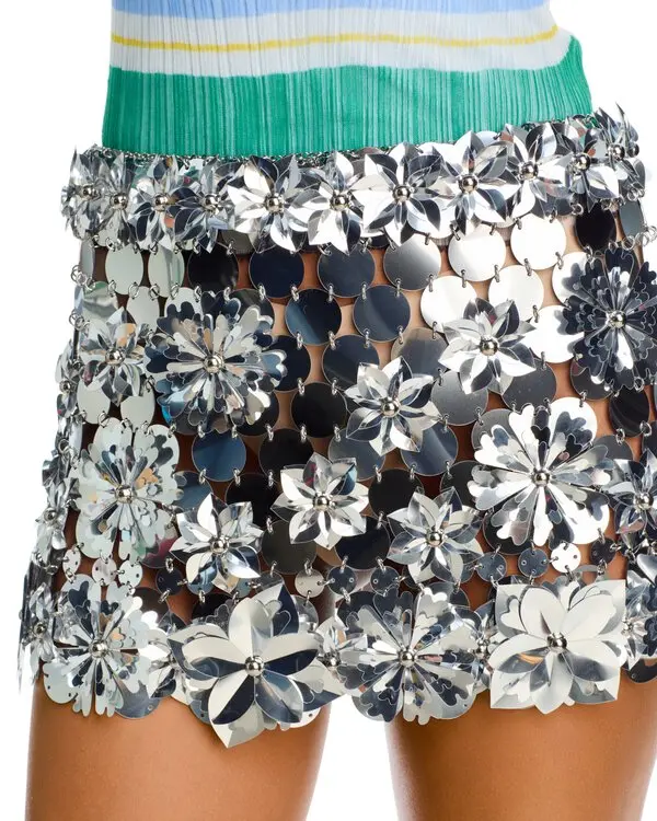 Rabanne Embellished Mini Skirt - Silver