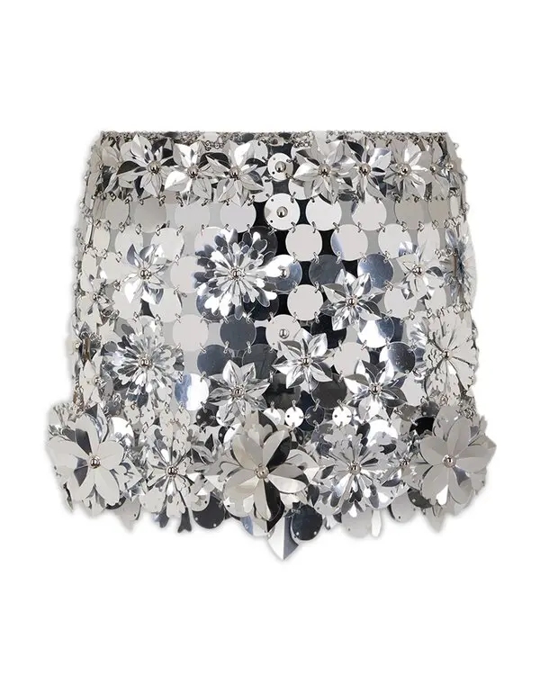 Rabanne Embellished Mini Skirt - Silver