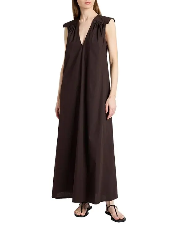 Santorelli Niu Cap Sleeve Maxi Cotton Dress - Coffee