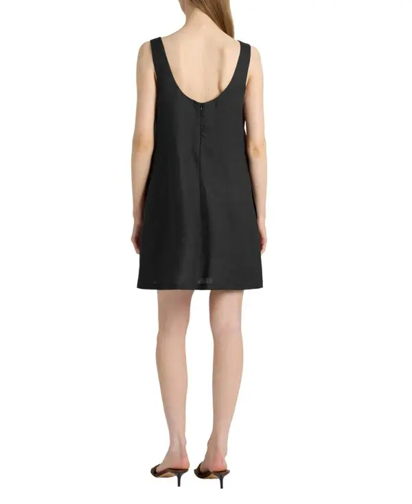 Santorelli Jaclyn Sleeveless Linen Shift Dress - Black