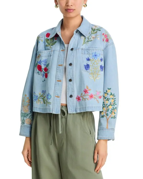Johnny Was Beatrix Cropped Denim Jacket