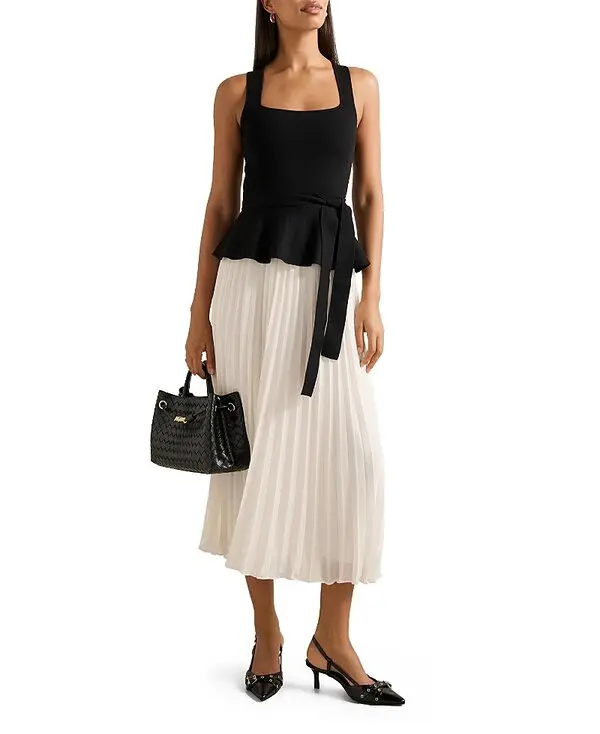 EVER NEW Peony Pleat Mixed Dress - Mono