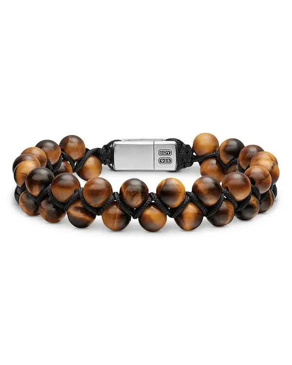 David Yurman Spiritual Beads Bracelet With Tiger's Eye And Sterling Silver - Brown/silver