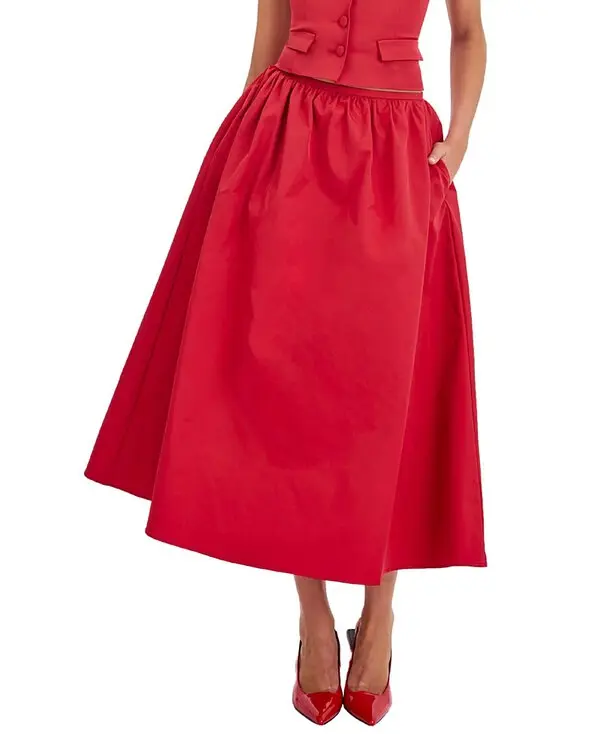 MISS CIRCLE NEW YORK Ursel Gathered A-line Midi Skirt