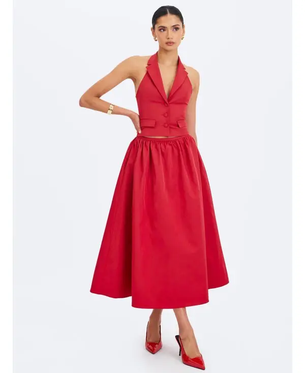 MISS CIRCLE NEW YORK Ursel Gathered A-line Midi Skirt