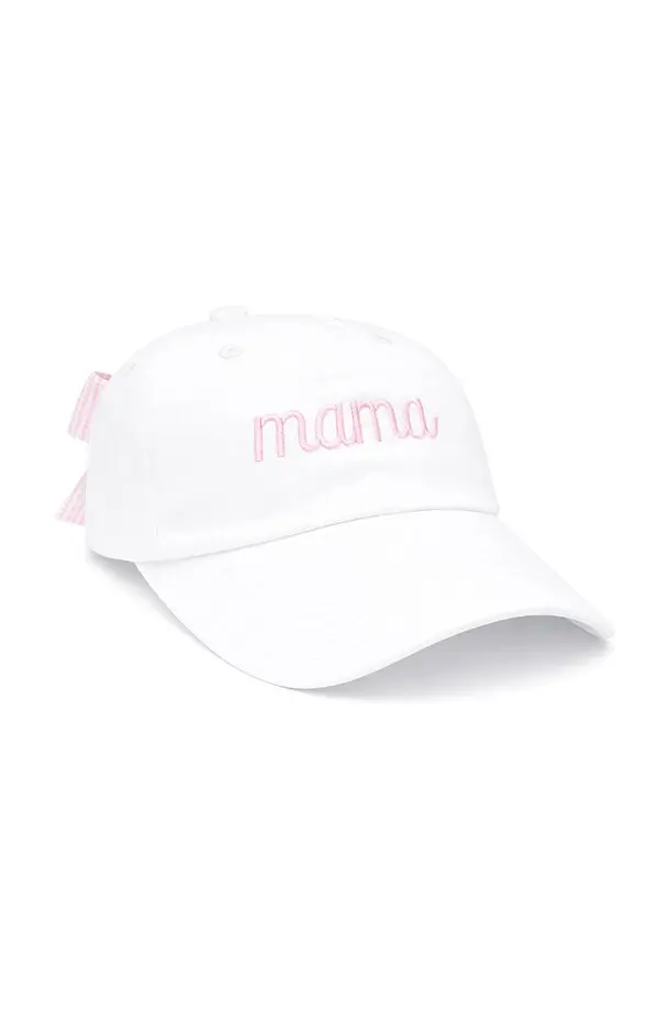 BITS & BOWS Baseball Cap With Bow Detail - White/pink