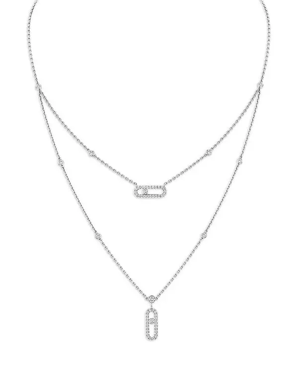 Messika 18k Move Uno Diamond Layered Necklace - White Gold