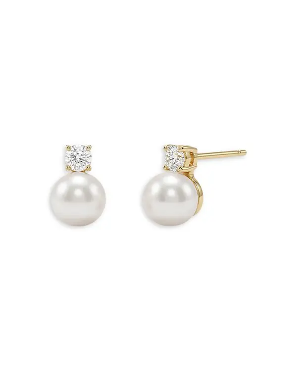 Shashi Baby Bliss Cubic Zirconia & Cultured Freshwater Pearl Stud Earrings - Gold/pearl