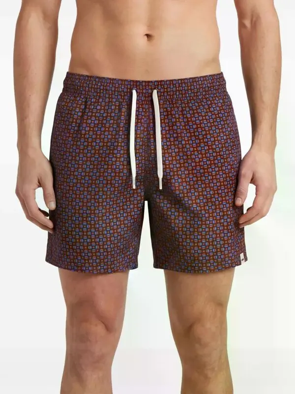 Altea Geometric-print Swim Shorts - Red