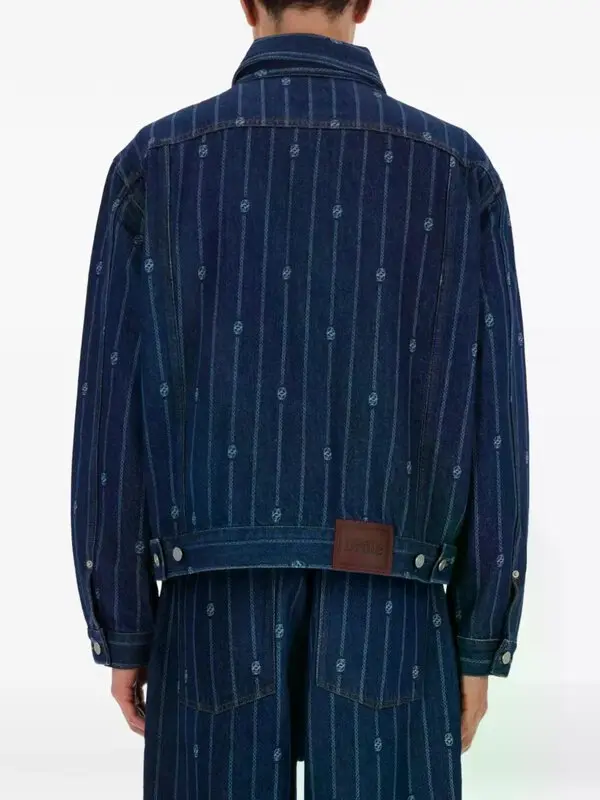 Drole De Monsieur Monogram-print Striped Denim Jacket
