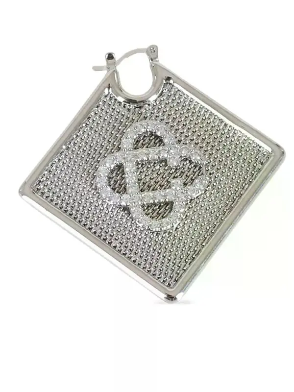 Casablanca Mesh-texture Crystal-logo Earrings
