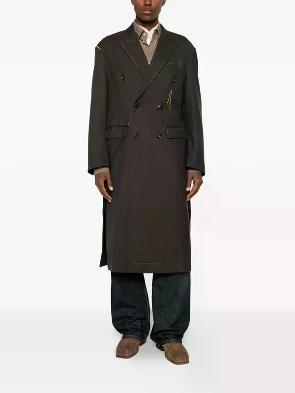 SEWMOD Contrast-stitch Double-breasted Coat