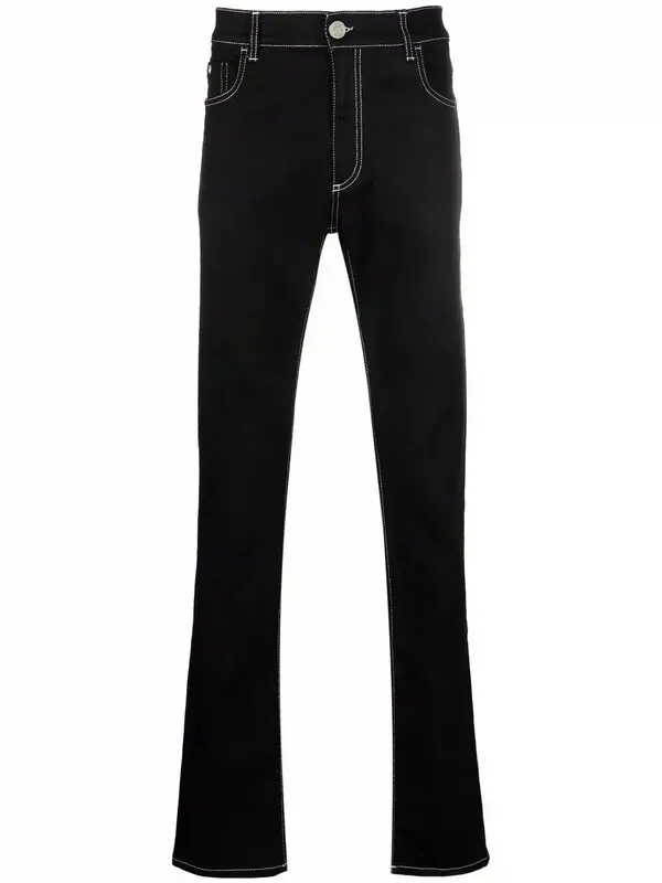 BILLIONAIRE Straight-leg Jeans With Contrast Stitching - Black