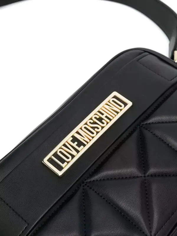 Moschino Quilted Crossbody Bag With Logo - Black