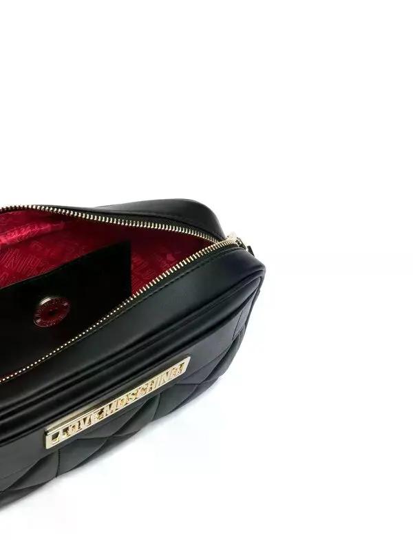 Moschino Quilted Crossbody Bag With Logo - Black