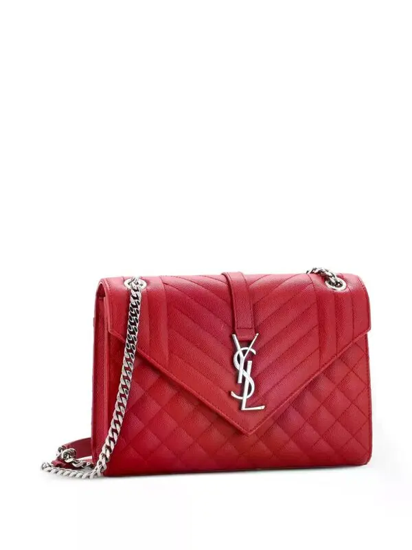 Saint Laurent Classic Monogram Envelope Satchel Mixed Matelasse Leather Medium Shoulder Bag