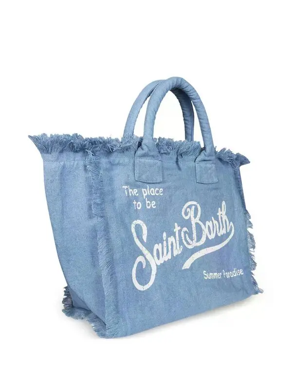 MC2 SAINT BARTH Vanity Frayed-edge Tote Bag - Blue