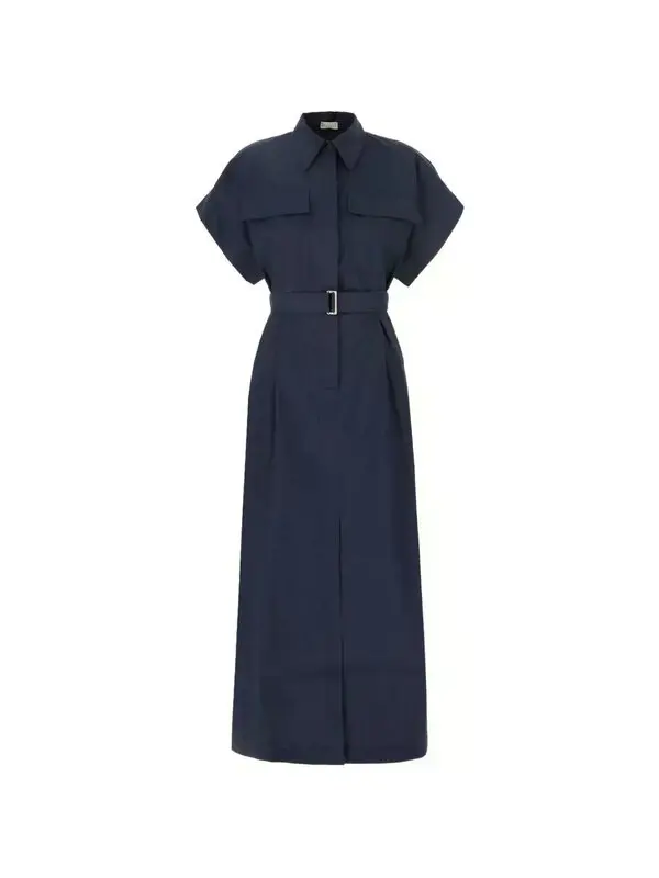 Brunello Cucinelli Belted Short-sleeve Dress