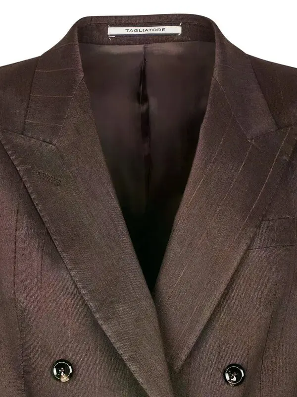 Tagliatore Pinstripe Double-breasted Blazer - Brown