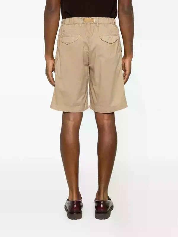 WHITE SAND Belted Pleated Shorts - Brown