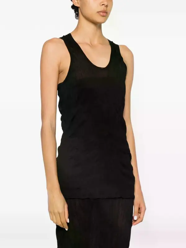 TOTEME Crinkled Texture Scoop Neck Tank Top - Black