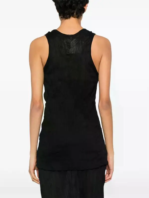 TOTEME Crinkled Texture Scoop Neck Tank Top - Black