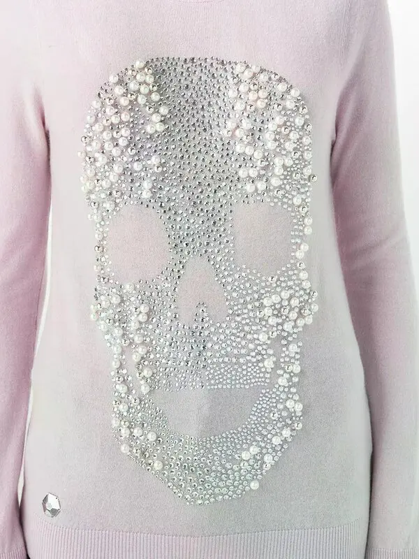 Philipp Plein Crystal And Pearl Skull Jumper