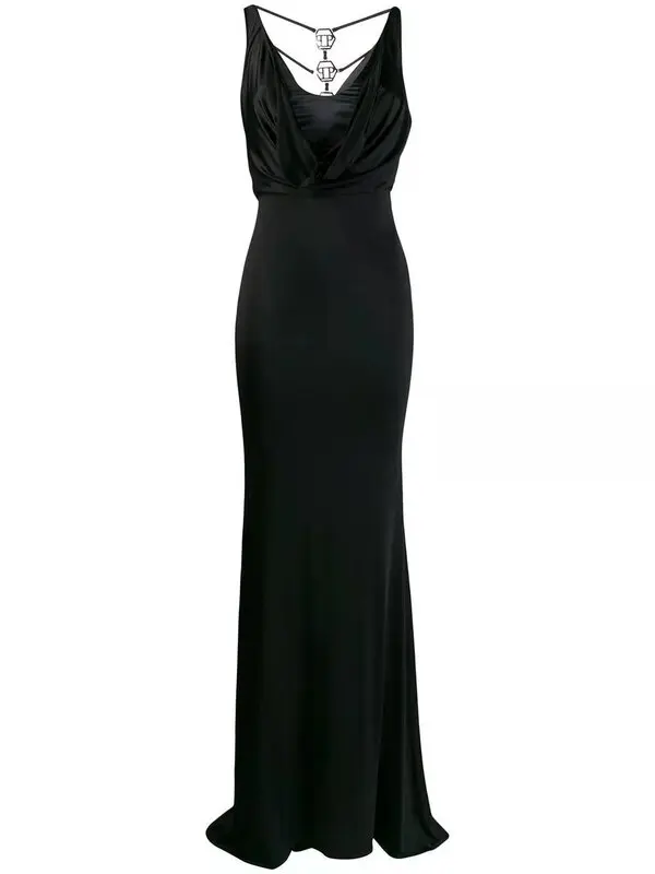 Philipp Plein Crystal Logo Long Dress