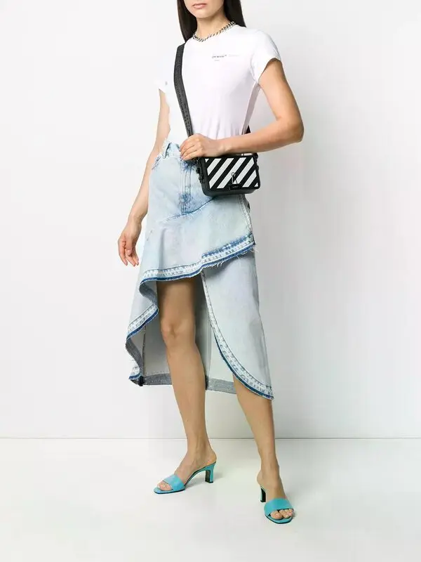 Off-White Ruffled Asymmetrical Denim Skirt