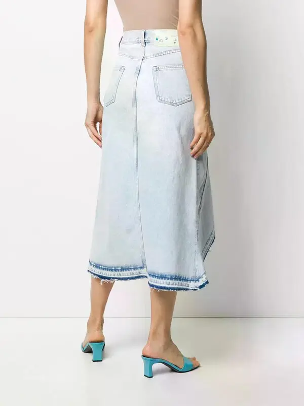 Off-White Ruffled Asymmetrical Denim Skirt