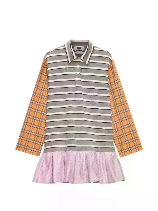 MSGM Striped Check Panel Mini Dress