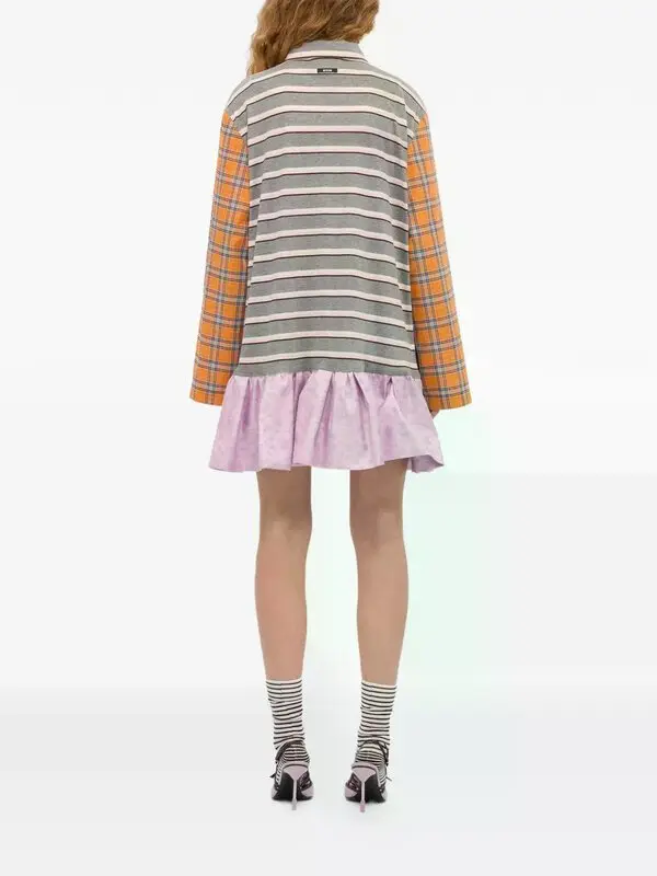 MSGM Striped Check Panel Mini Dress