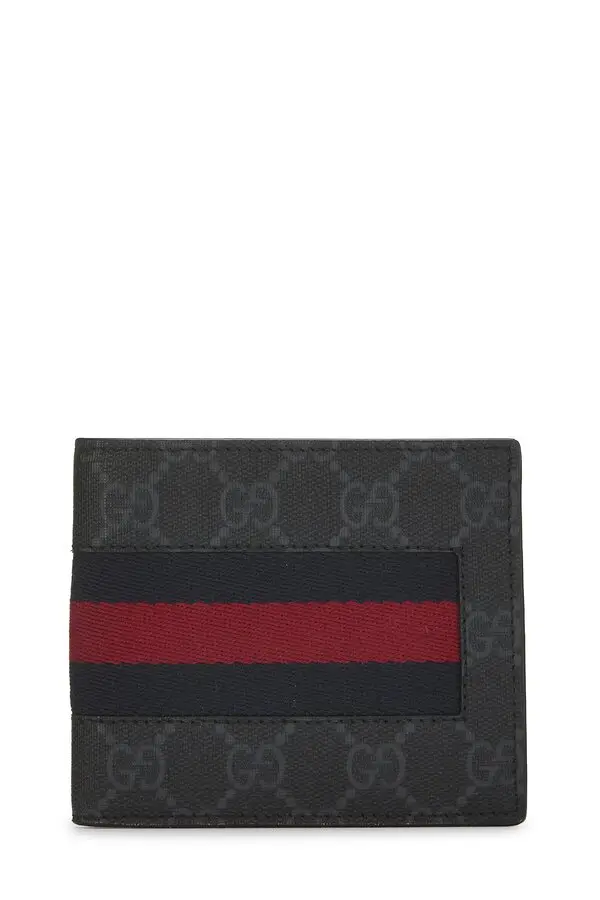 Gucci Gg Supreme Canvas Web Bifold Wallet - Black