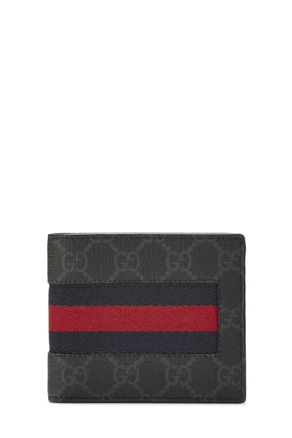 Gucci Gg Supreme Canvas Web Bifold Wallet - Black