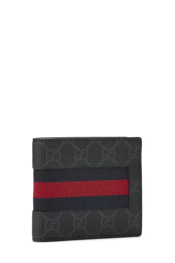 Gucci Gg Supreme Canvas Web Bifold Wallet - Black