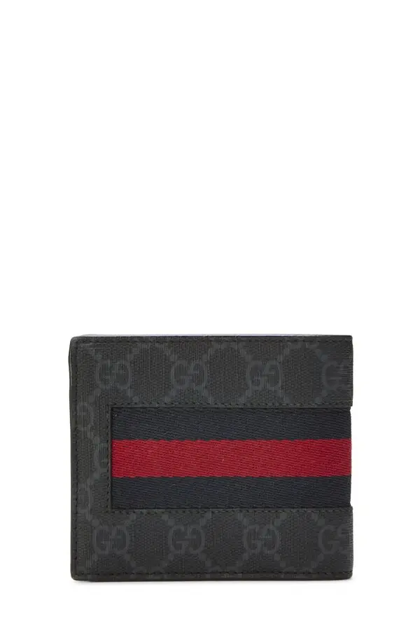 Gucci Gg Supreme Canvas Web Bifold Wallet - Black