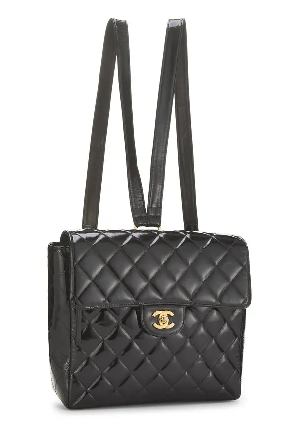Chanel Quilted Patent Flap Backpack