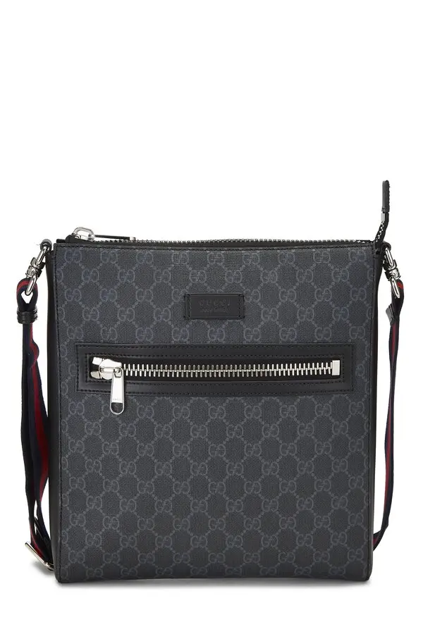 Gucci Gg Supreme Flat Messenger Bag - Black