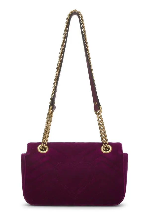 Gucci Velvet Gg Marmont Matelassé Shoulder Bag - Purple