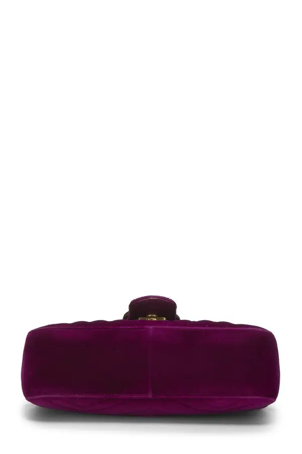 Gucci Velvet Gg Marmont Matelassé Shoulder Bag - Purple