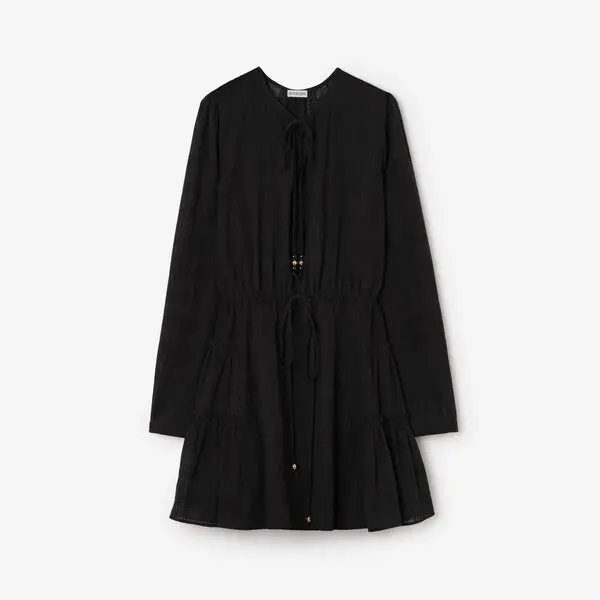 Burberry Check Cotton Voile Mini Dress - Black