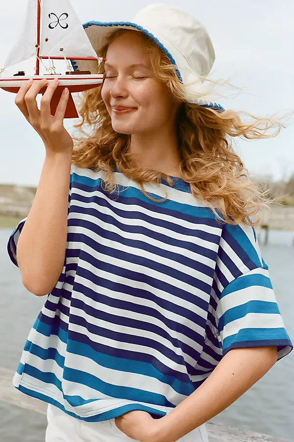Maeve Fisherman Stripe T-shirt - Navy Combo