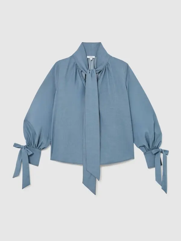 REISS Charlotte Tie-neck Blouse