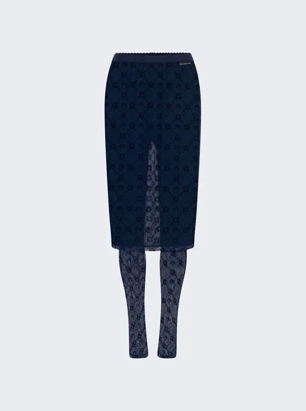 MARINE SERRE Moonogram Mesh Flock Pant-skirt - Navy